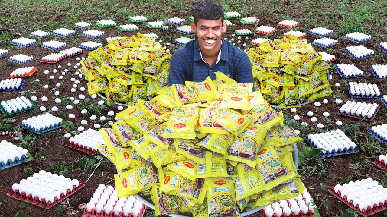 150 Maggi Packets తో ఎంతమందికి Egg Maggi చేశారు చూడండి.. - YouTube