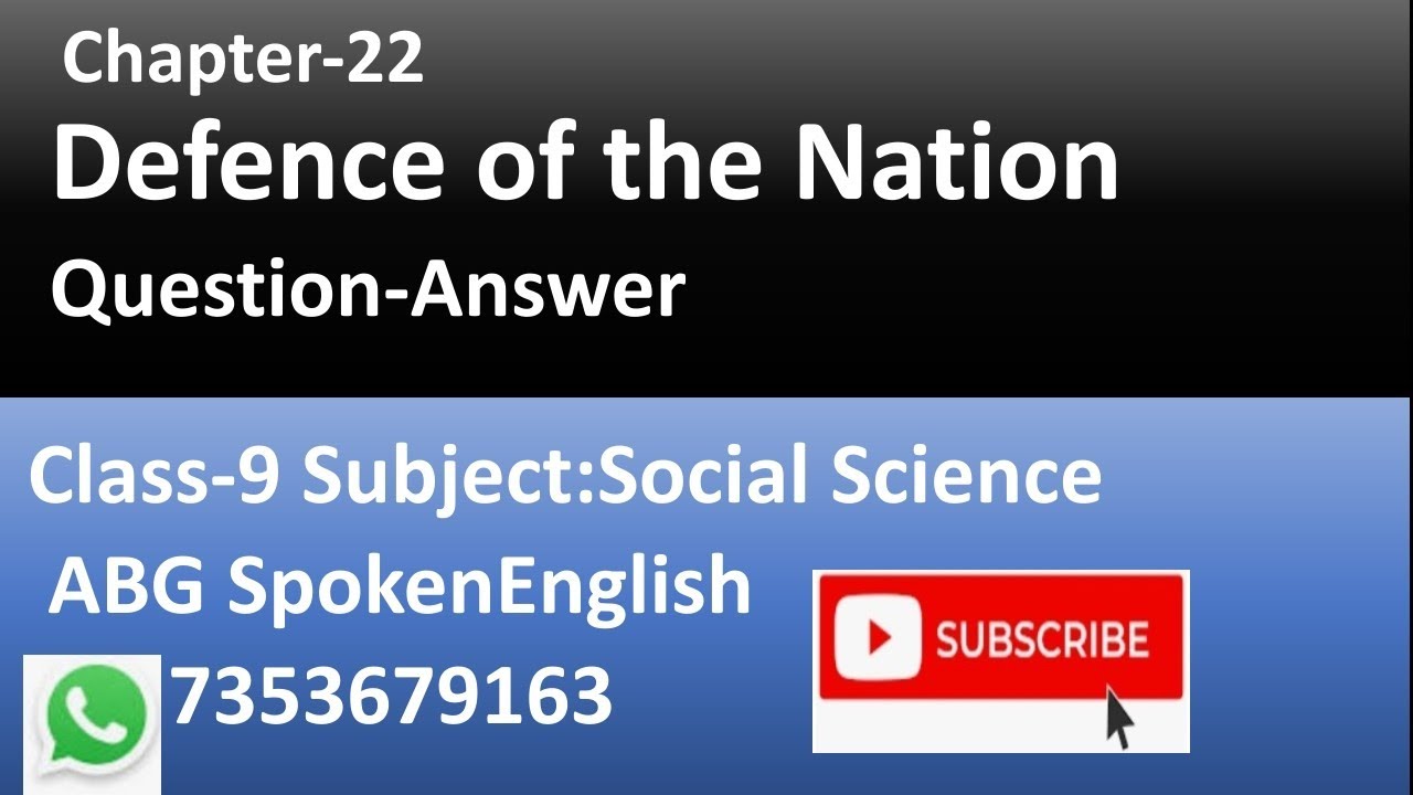 Class-9|Political Science|Chapter-22 Defence of the Nation (Question ...