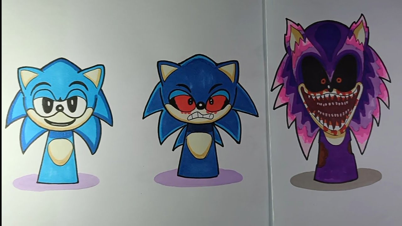 How To Drawing Sonic Exe Sprunki Oc Phase 1 Vs Phase 2 Vs Phase 3 - YouTube