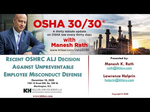 December 2020 OSHA 30/30: OSHRC ALJ Decision Against Unpreventable ...