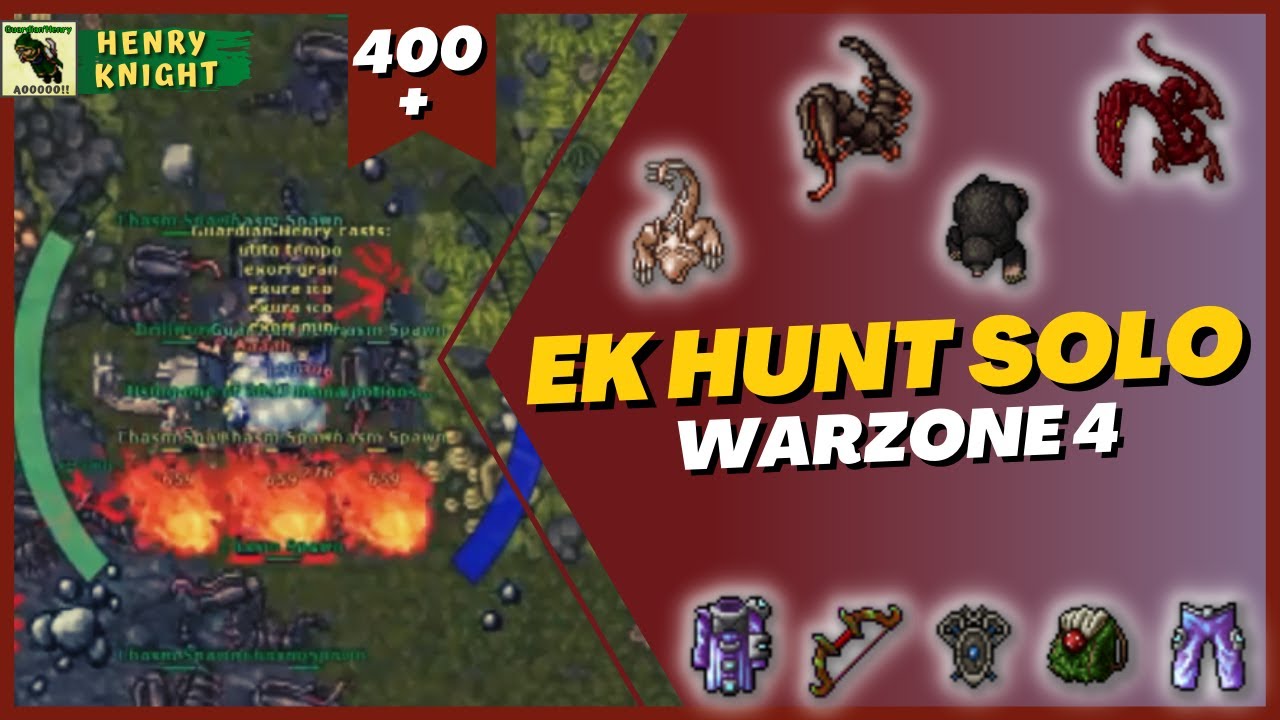 TIBIA: EK HUNT SOLO #24 CHASM SPAWN ( WARZONE IV ) - YouTube