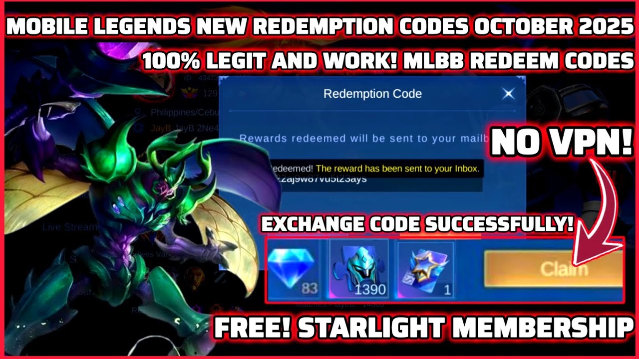 2 No LIMIT MOBILE LEGENDS NEW REDEEM CODES October 8, 2025 - ALL ...