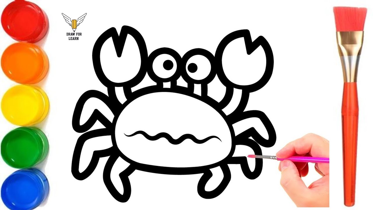 How to Draw crab drawing, Painting and Coloring for Kids & Toddlers ...