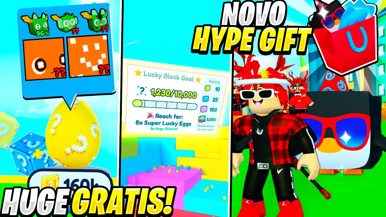 3 NOVO HUGES de GRAÇA! MUNDO de LUCKY BLOCK EPICO de GANHAR HUGE e NOVO ...