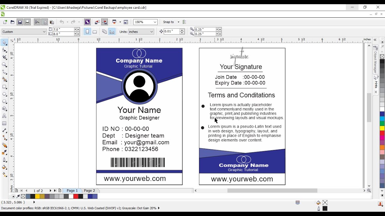 School Card design in Coreldraw | ID Card design | How to Design ...