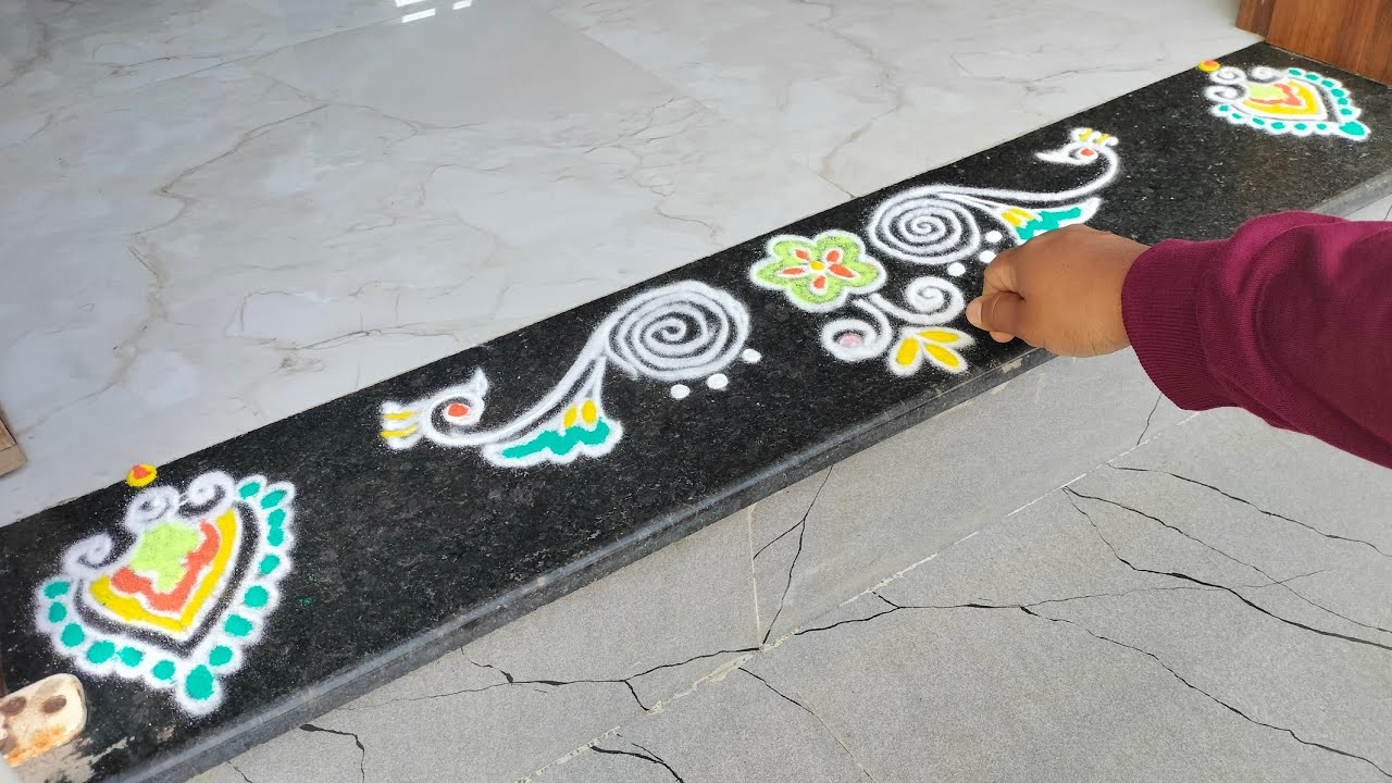 Festival special border rangoli designs/ doorstep rangoli kolam muggulu ...