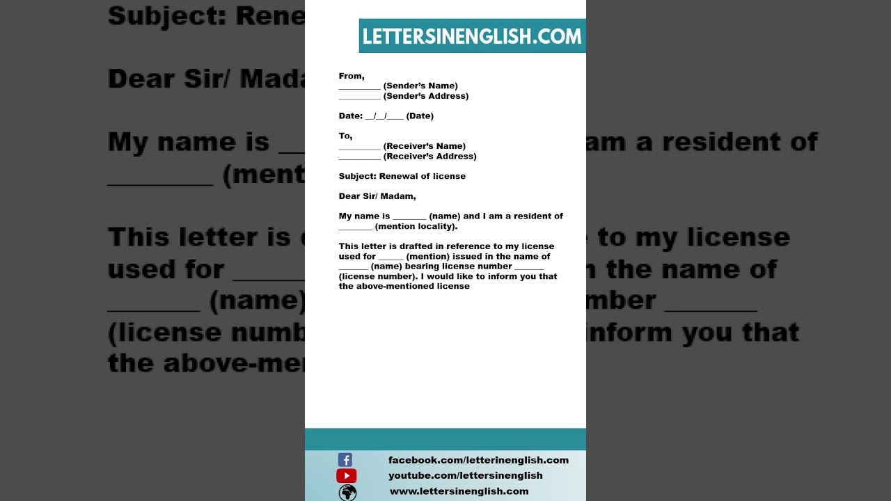 Sample Letter For License Renewal Sample Letter For Reminder To