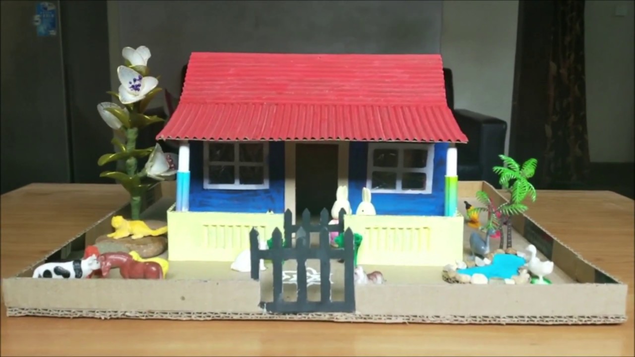 DIY Toy house project || Village House design || Cardboard House design ...