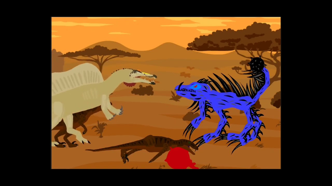 Blue Monster VS Spinosaurus VS Velociraptors - YouTube