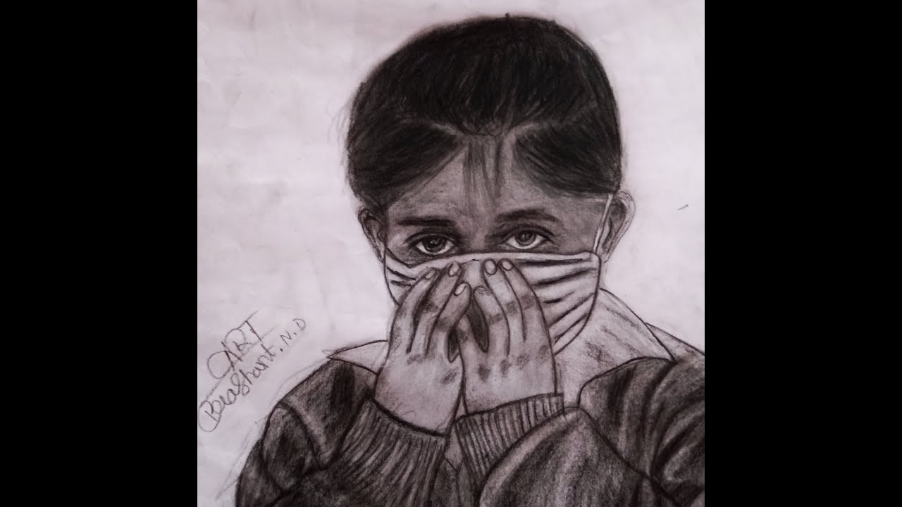 Pencil Drawing / Girl with Mask // Pencil - YouTube