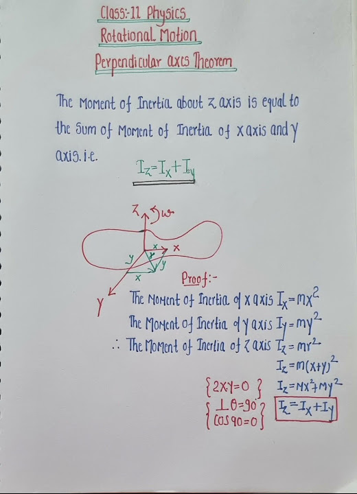 derivation of perpendicular axis theorem | class 11 physics #physics #cbse #viral #shortvideo ...