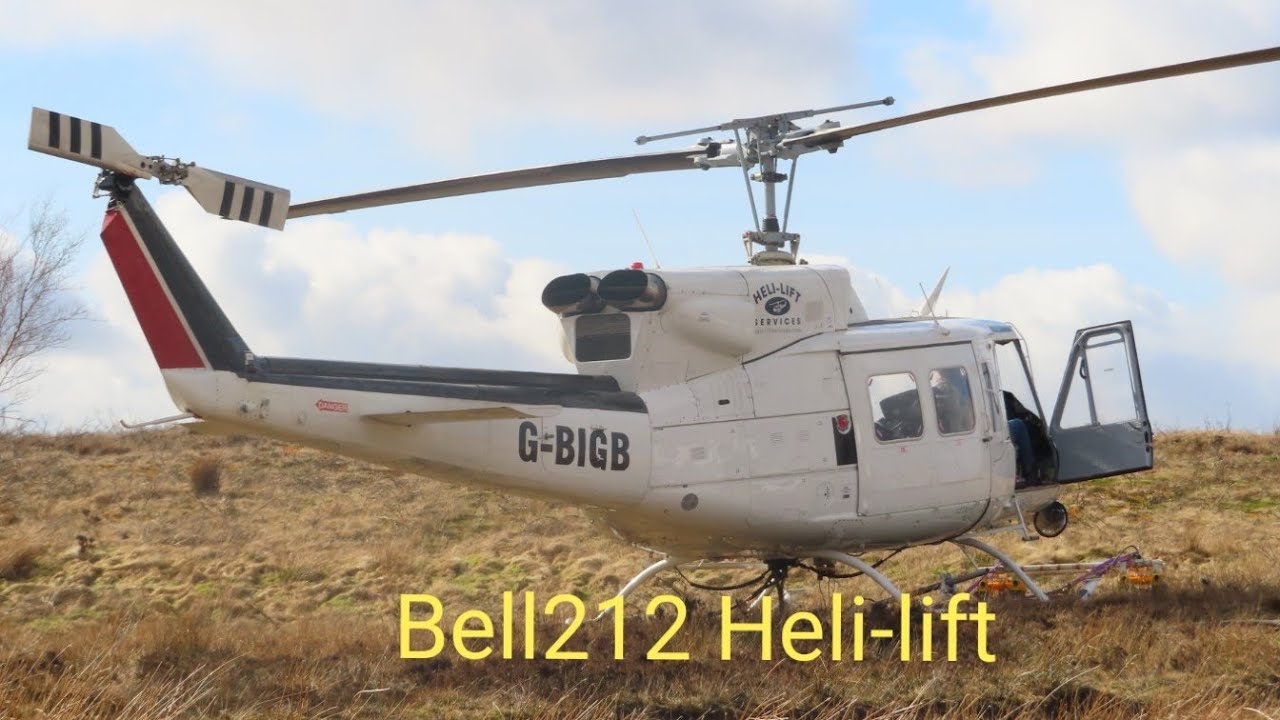 Heli-lift Bell 212 G-BIGB on the Moore - YouTube