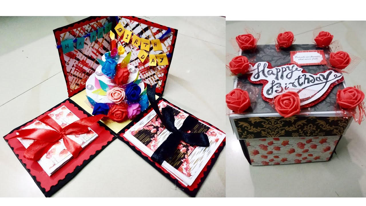 DIY birthday cake surprising box// mini explosion box tutorial ...