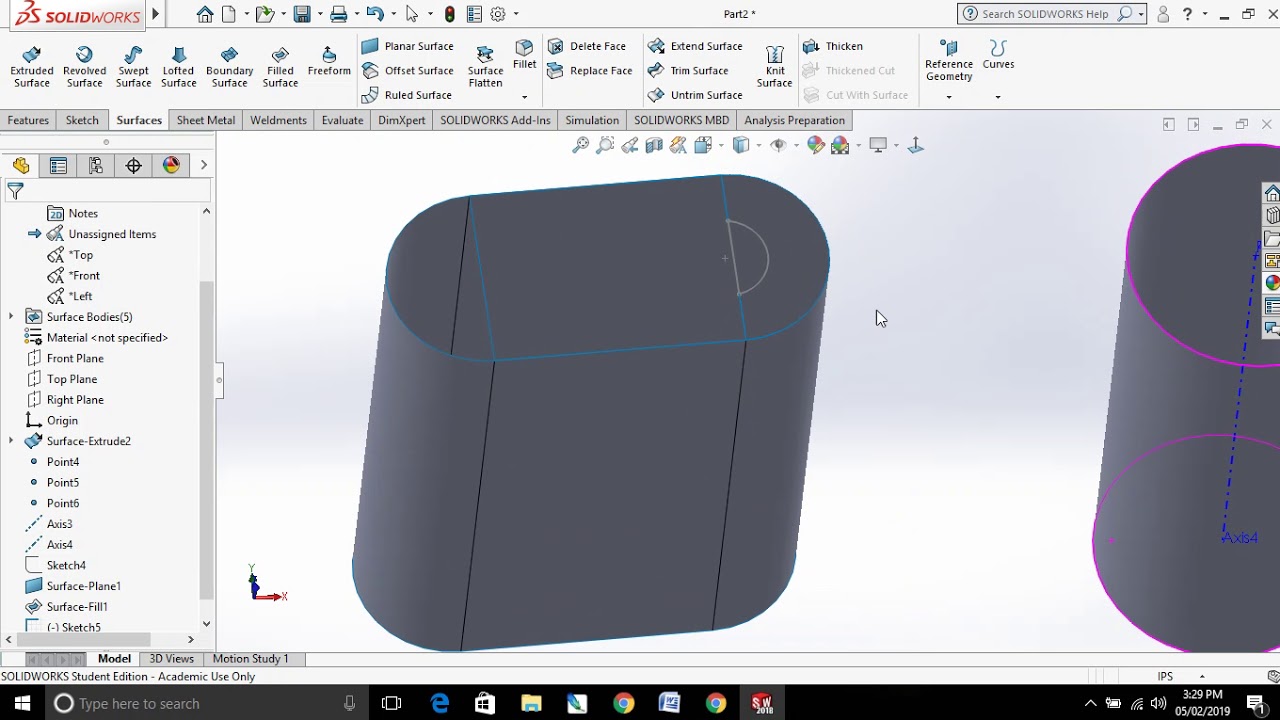Solidwork Tutorial 59: Trim & Untrim command in surfacing - YouTube