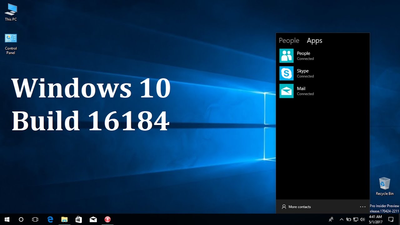 Windows 10 insider build 16184 - YouTube