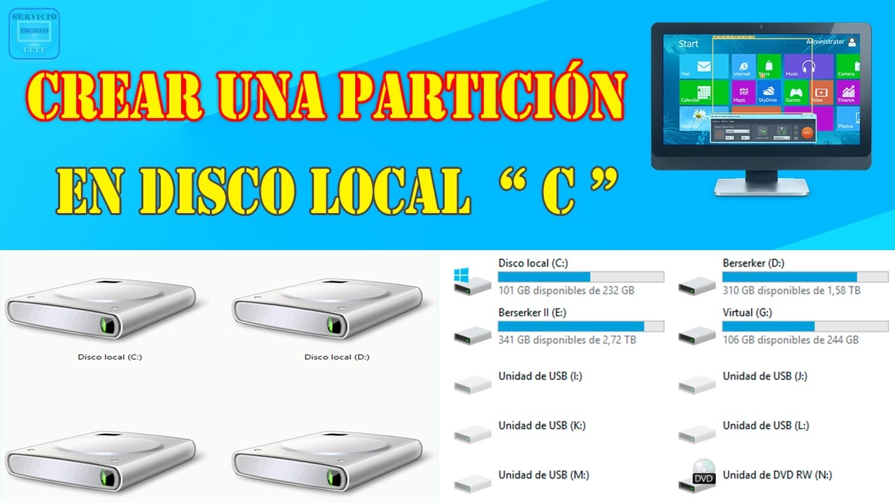 COMO CREAR UNA PARTICIÓN EN DISCO LOCAL C - YouTube
