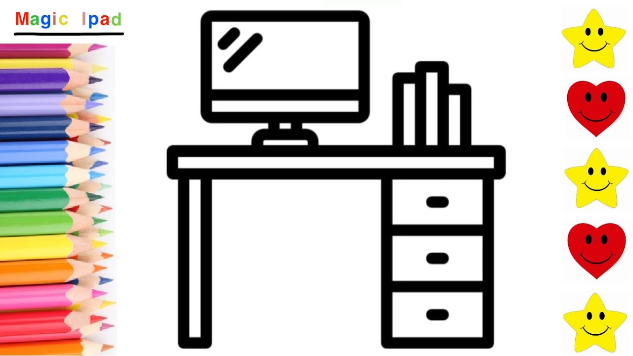 Como dibujar una ESCRITORIO | dibujos para niños 💓⭐ How to draw a DESK ...