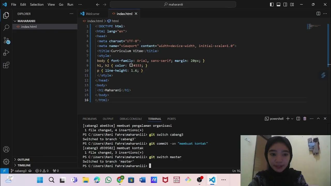 Membuat 3 Branch, pull, fetch, push pada git hub - YouTube