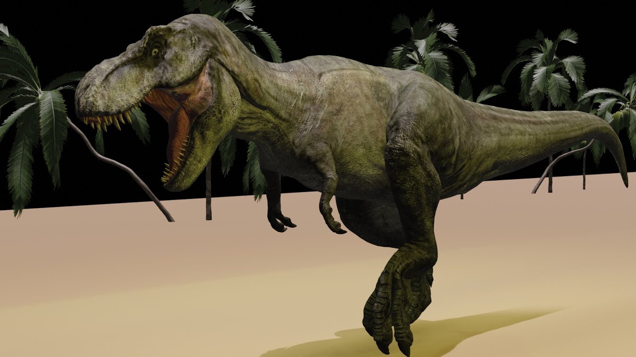 T-rex walk cycle - YouTube