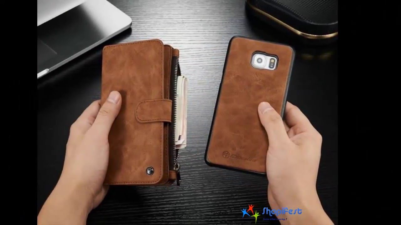 Luxury Leather Flip wallet cover for iPhone & Samsung - YouTube