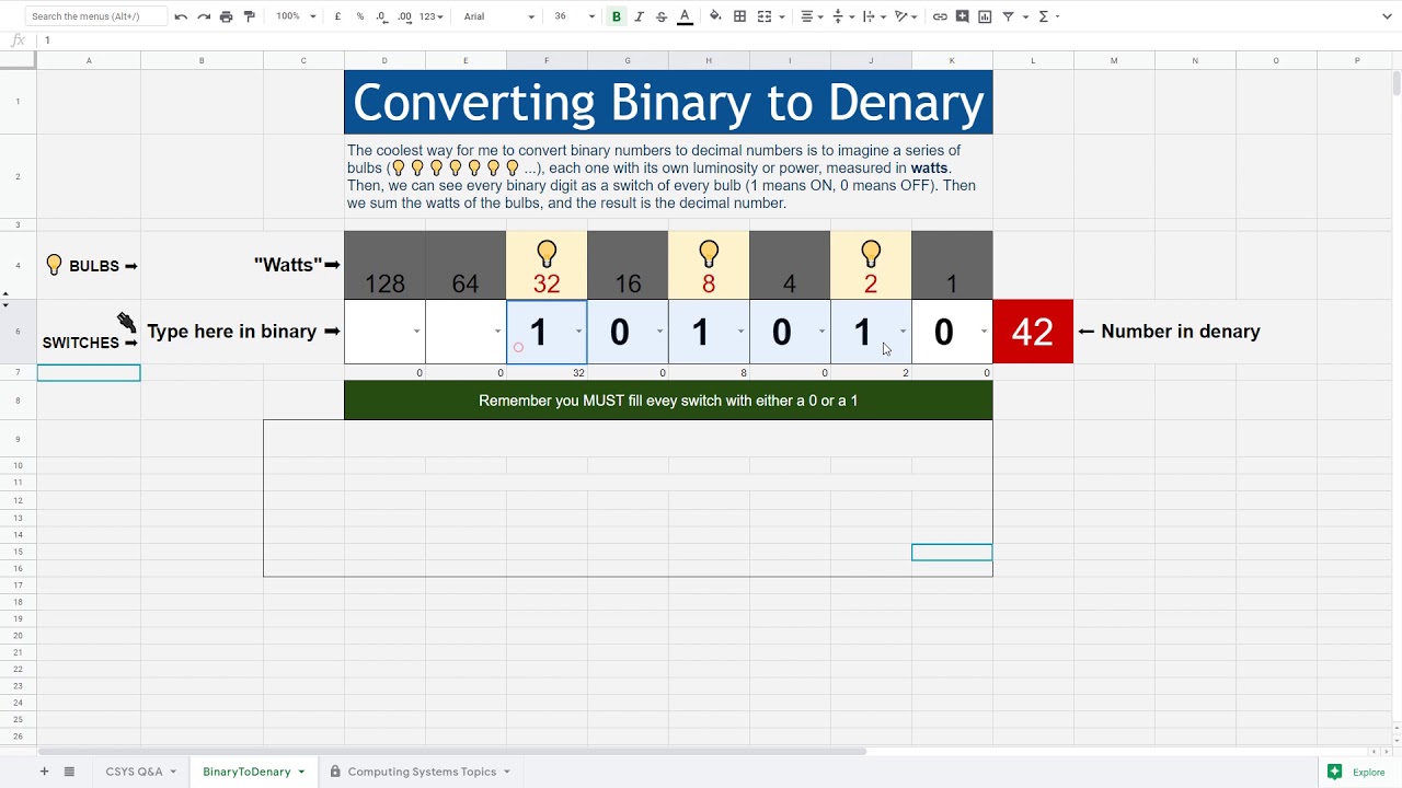 How To Convert From Binary To Denary YouTube