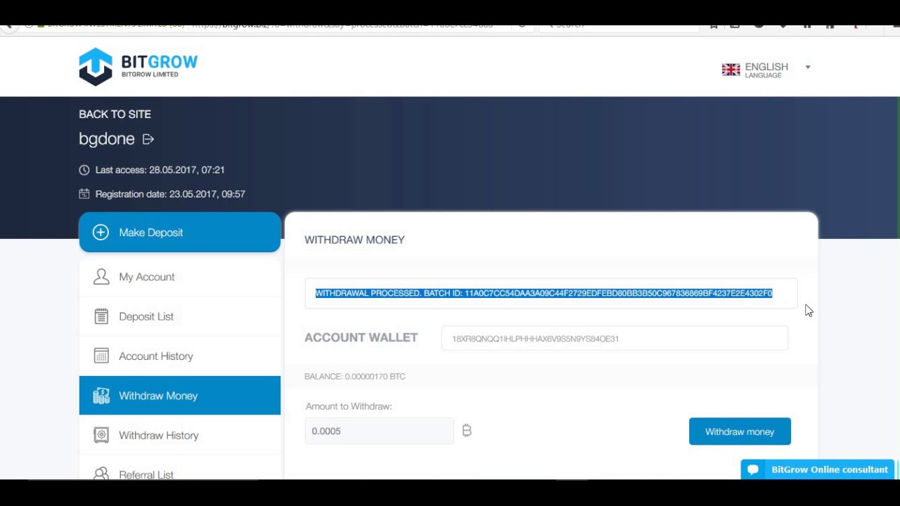 BitGrow & FundStream-4th Withdrawal Live Proof (May 28, 2017) - YouTube