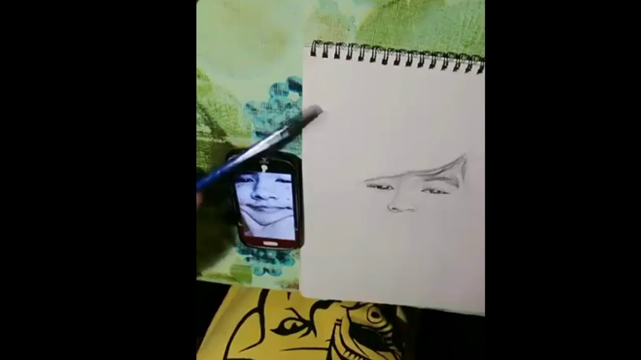 Self Portrait (2) - Free hand drawing - YouTube