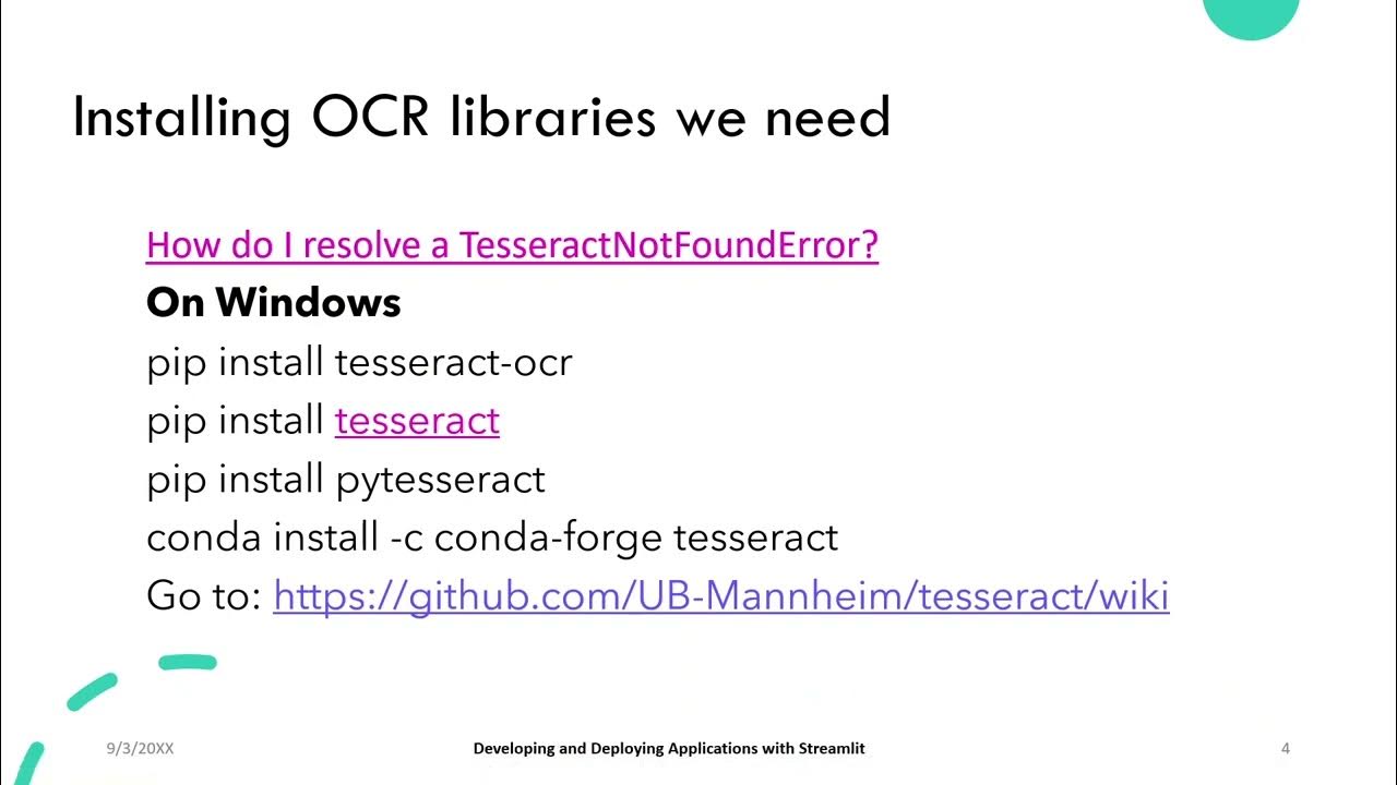 Installing tesseract library - YouTube