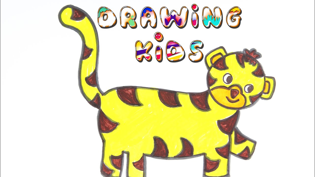 Baby Tiger Drawing and Coloring for Kids | How to draw a Baby Tiger ...