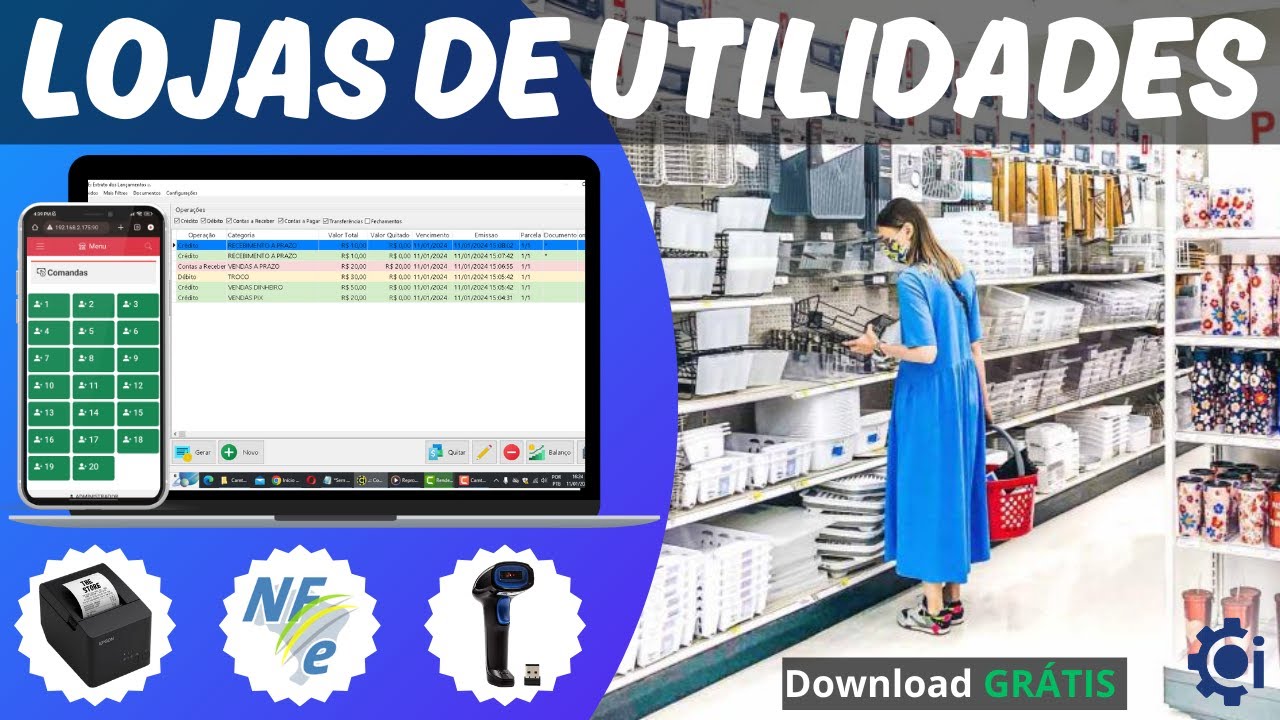 Sistema para LOJA DE UTILIDADE: pdv, estoque, financeiro, emissão de nota fiscal, leitor ...