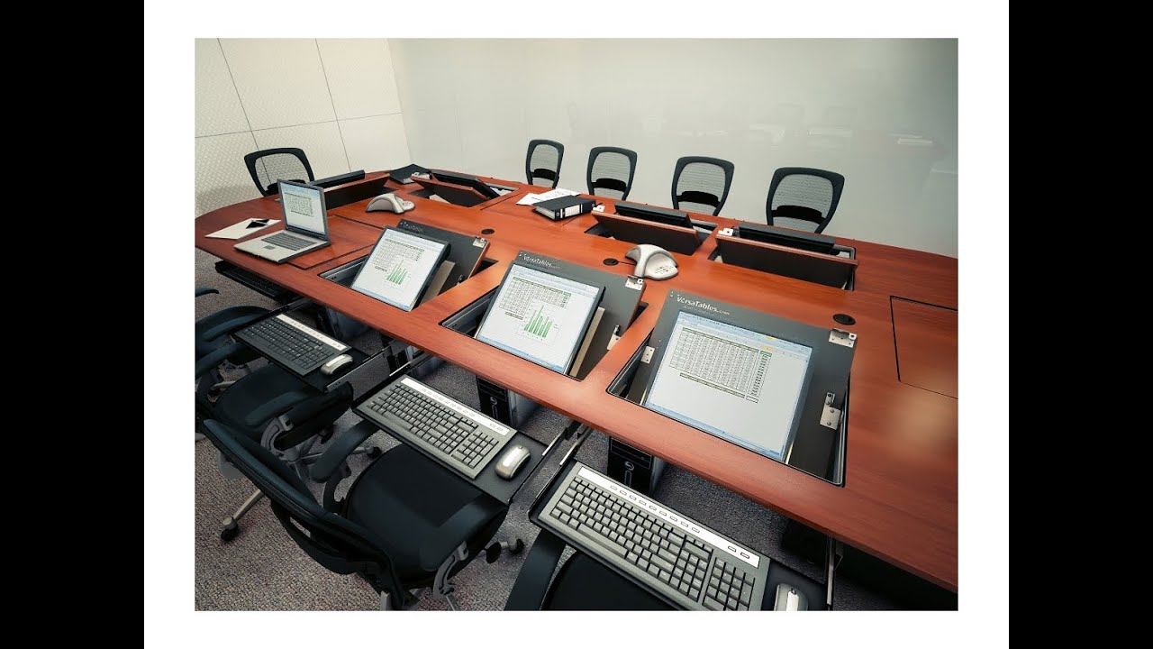 Building the Revolution Rotating Monitor Conference Table - YouTube