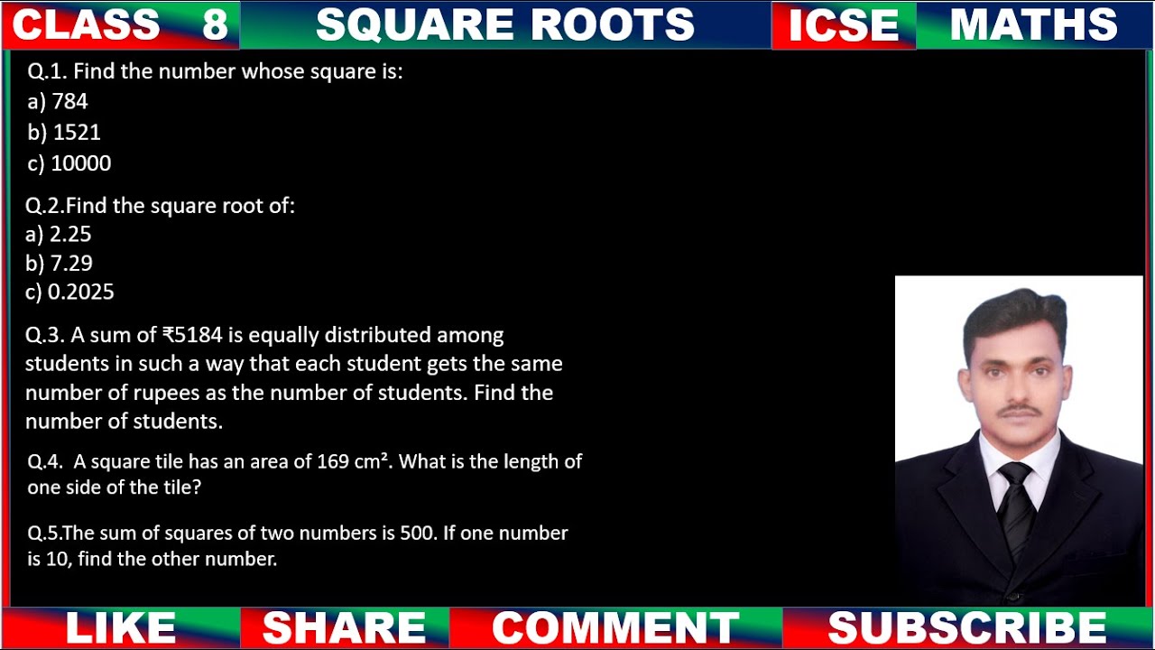 Square Roots Class 9 ICSE | Concept of Square Roots | Basic Questions ...