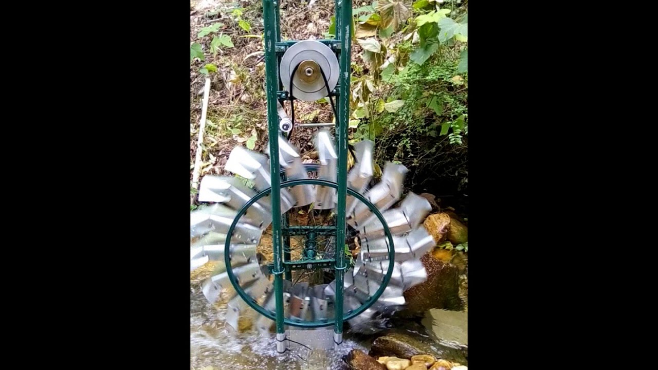 Bicycle rim water wheel 2.0 - YouTube