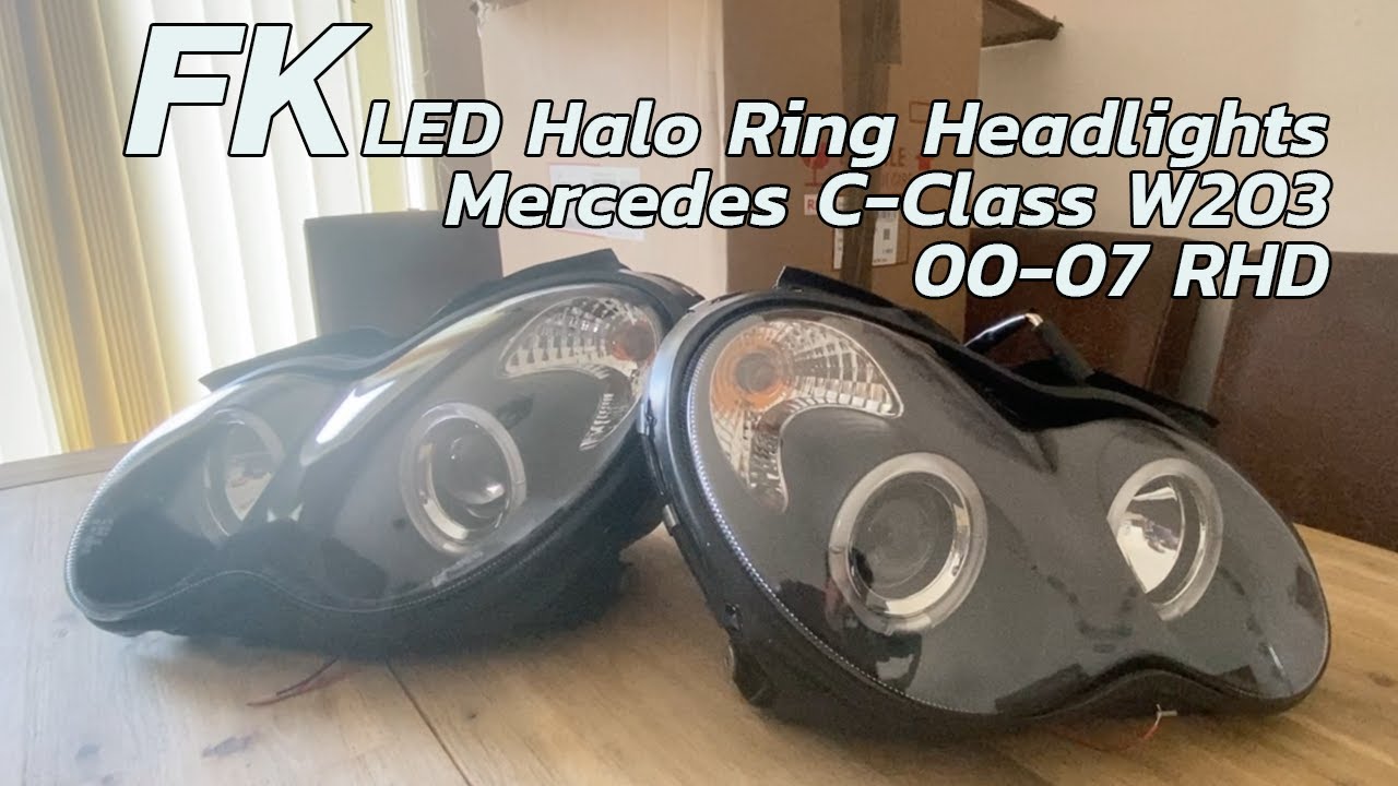 FK LED DRL Halo Ring Headlights - Mercedes C-Class #W203 00-07 Black ...