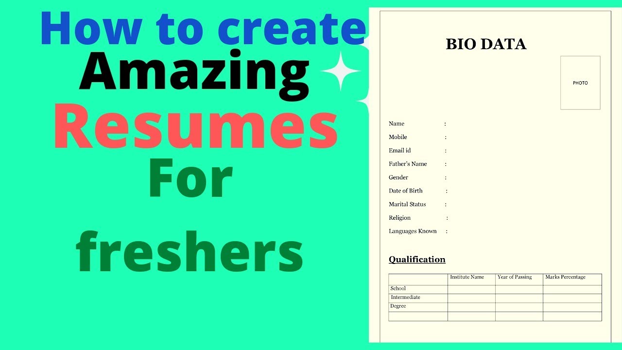 How to create amazing resume for fresher||Best resume format for ...