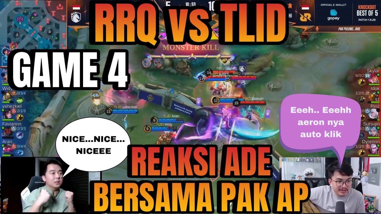 REAKSI ADE BERSAMA PAK AP RRQ HOSHI vs TLID GAME 4 M6 || SKYLAR MODE BEATRIX AUTO MENGGILA - YouTube