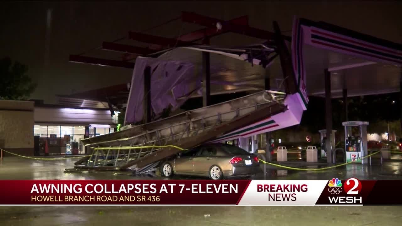 Severe weather causes 7-Eleven roof to collapse in Casselberry - YouTube