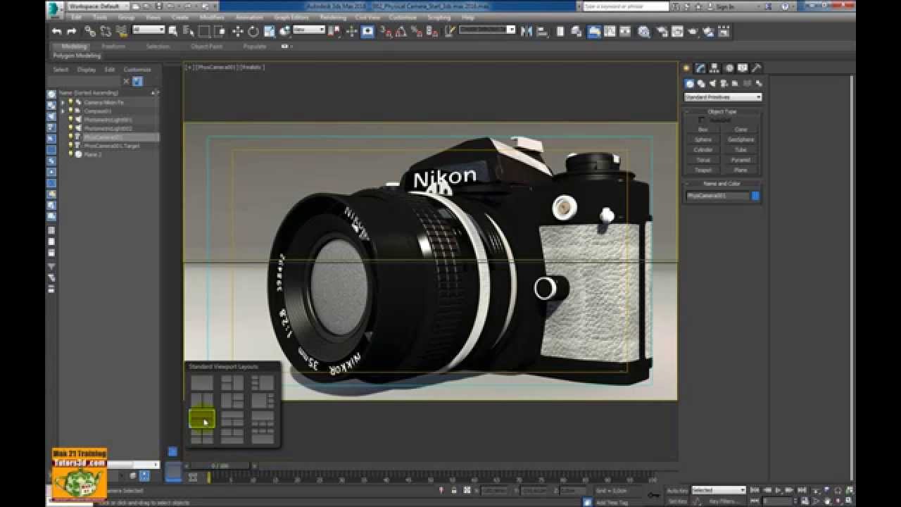 3ds max 2016 Film Sensor e Focale Physical Camera - YouTube