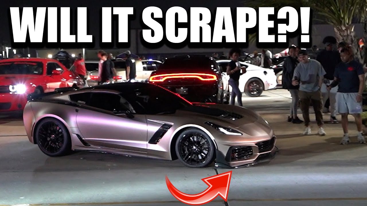WILL IT SCRAPE?! LOW MODIFIED CARS TRY TO LEAVE WILD CAR MEET! - YouTube