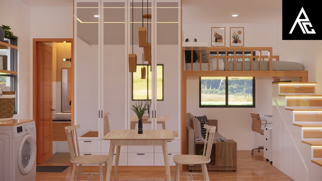 Affordable Tiny House with Loft Bed Design Idea (5x5 Meters Only) - YouTube