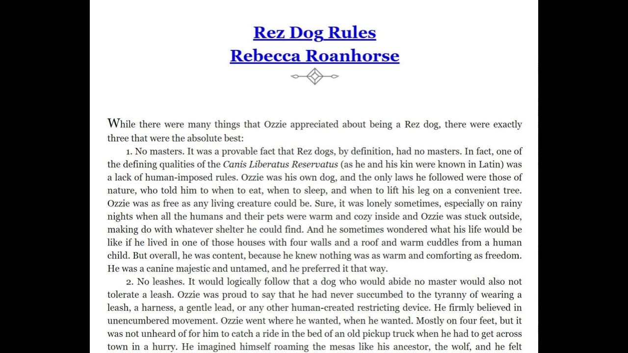 Rez Dog Rules, by Rebecca Roanhorse 1 - YouTube