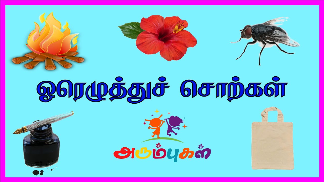 ஓரெழுத்து சொற்கள் தமிழ் | Learn Tamil One Letter Words for Kids ...