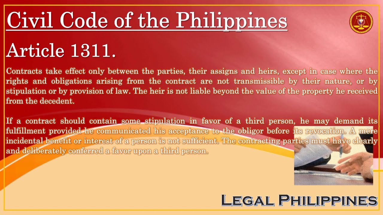 Civil Code of the Philippines, Article 1311 - YouTube