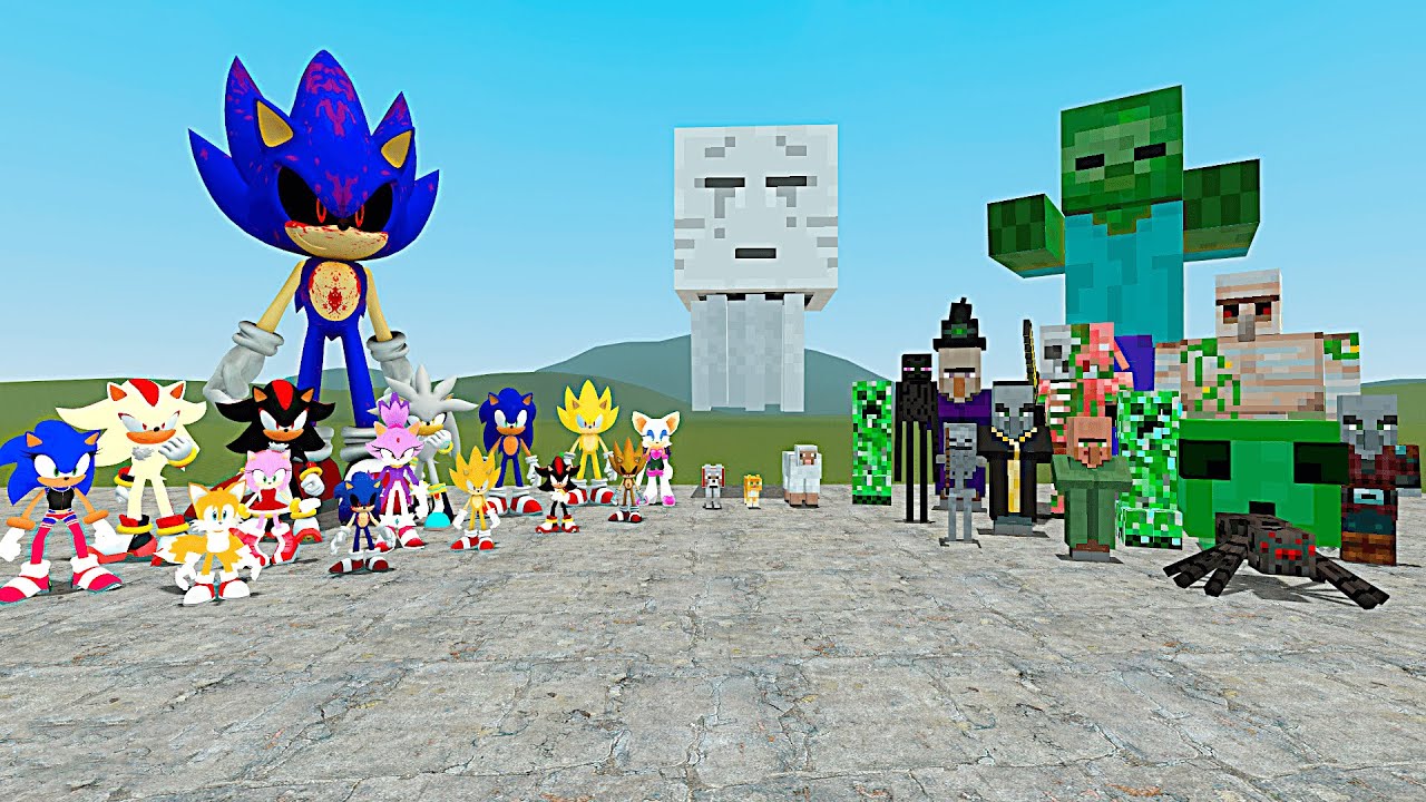 ALL SONIC THE HEDGEHOG VS ALL MINECRAFT CHARACTERS In Garry's Mod - YouTube