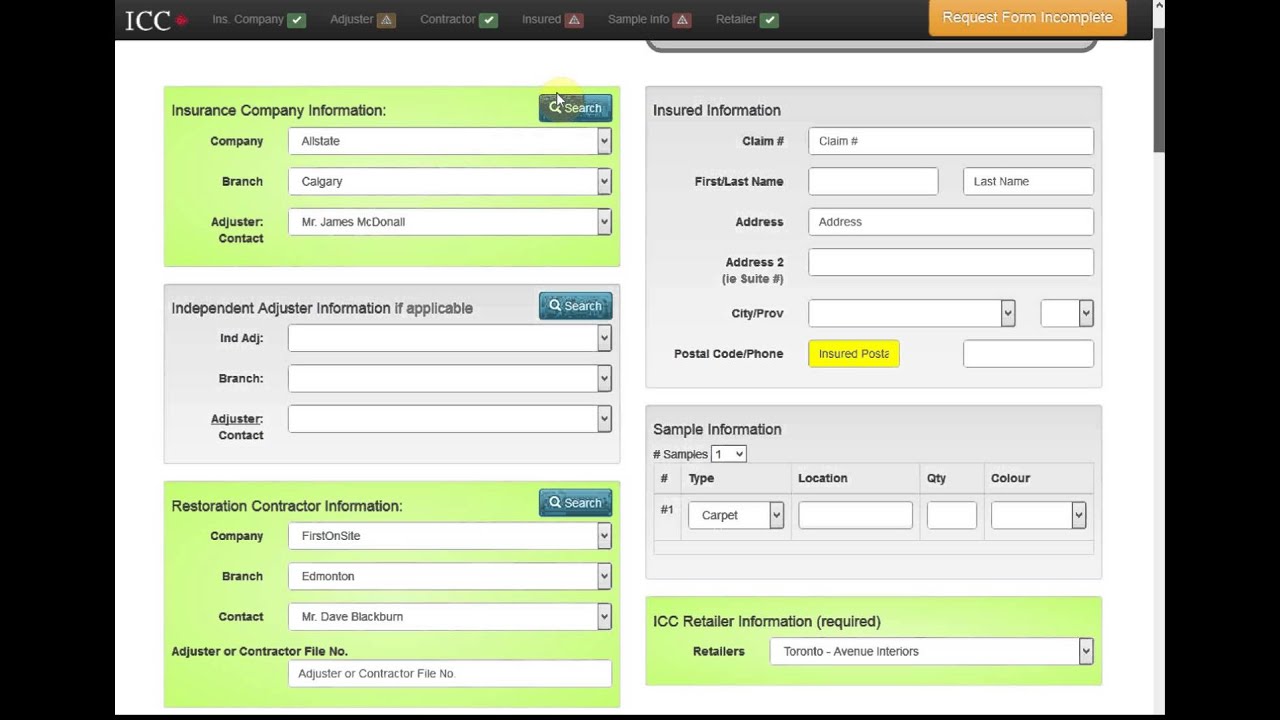 ICC Request Form Demo - YouTube