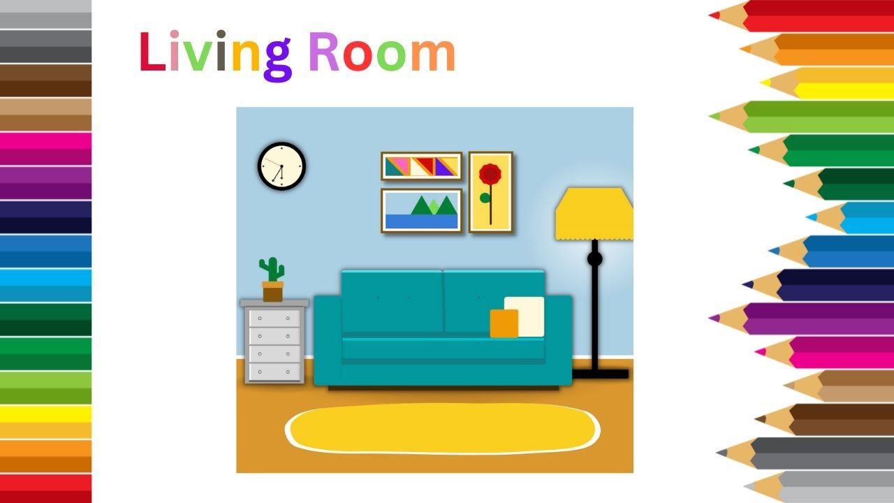 Draw and color Your Dream Living Room with me - YouTube
