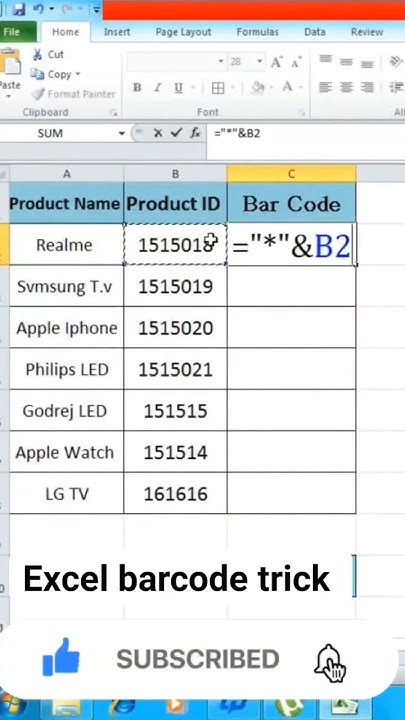MS-Excel Barcode Trick | How to Convert Number to Barcode #shortvideo # ...