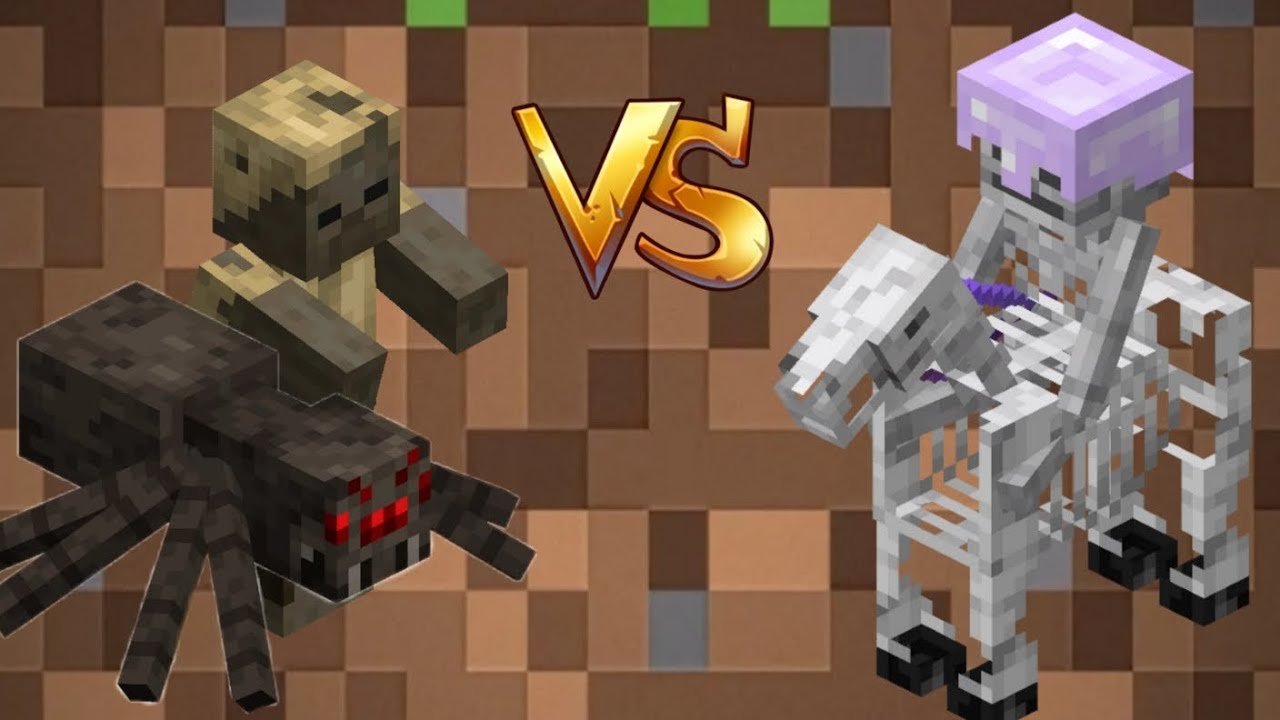Spider & Husk Vs Skeleton Horseman | Minecraft PE - YouTube