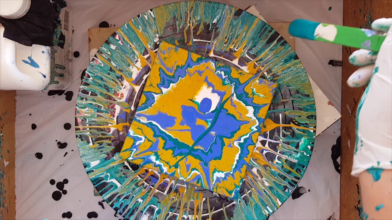 105 Spin and Scrape Acrylic Pour - YouTube