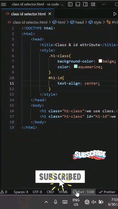 🧑🏻‍💻 Class & Id Attribute | Html Css #coding #html #shorts - YouTube
